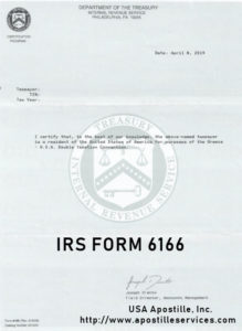IRS Form 6166 Apostille